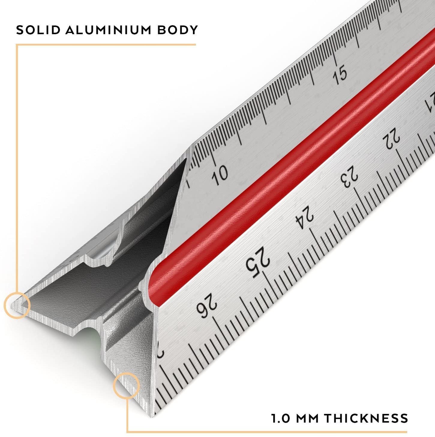 12" Triangular Architect Scale Ruler - Aluminium — Arteza.co.uk