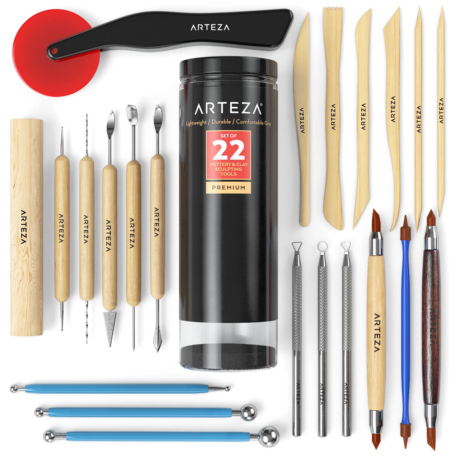DIY Pottery Tools 9-Piece - Sculpting Tools & Pattern Rollers For ...