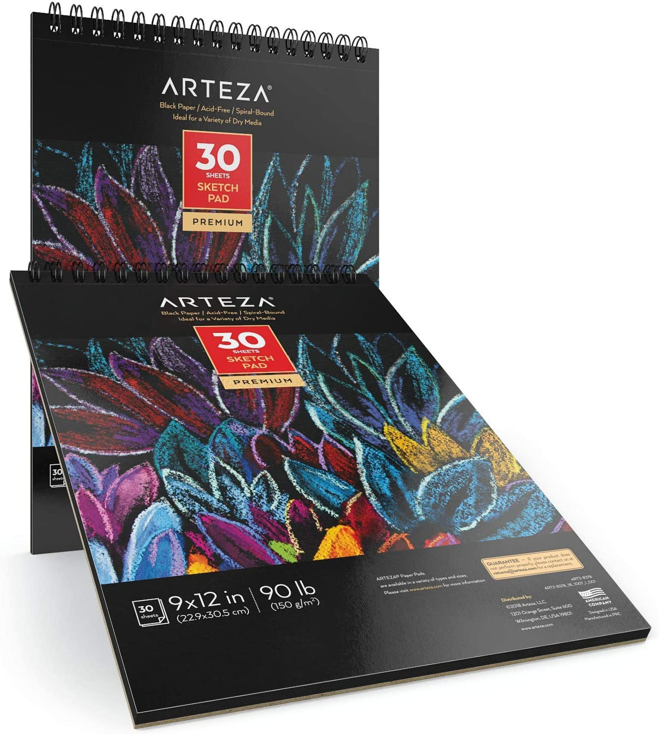 Black Sketch Pad, 30 Sheets, 22.8 x 30.4 cm — Arteza.co.uk