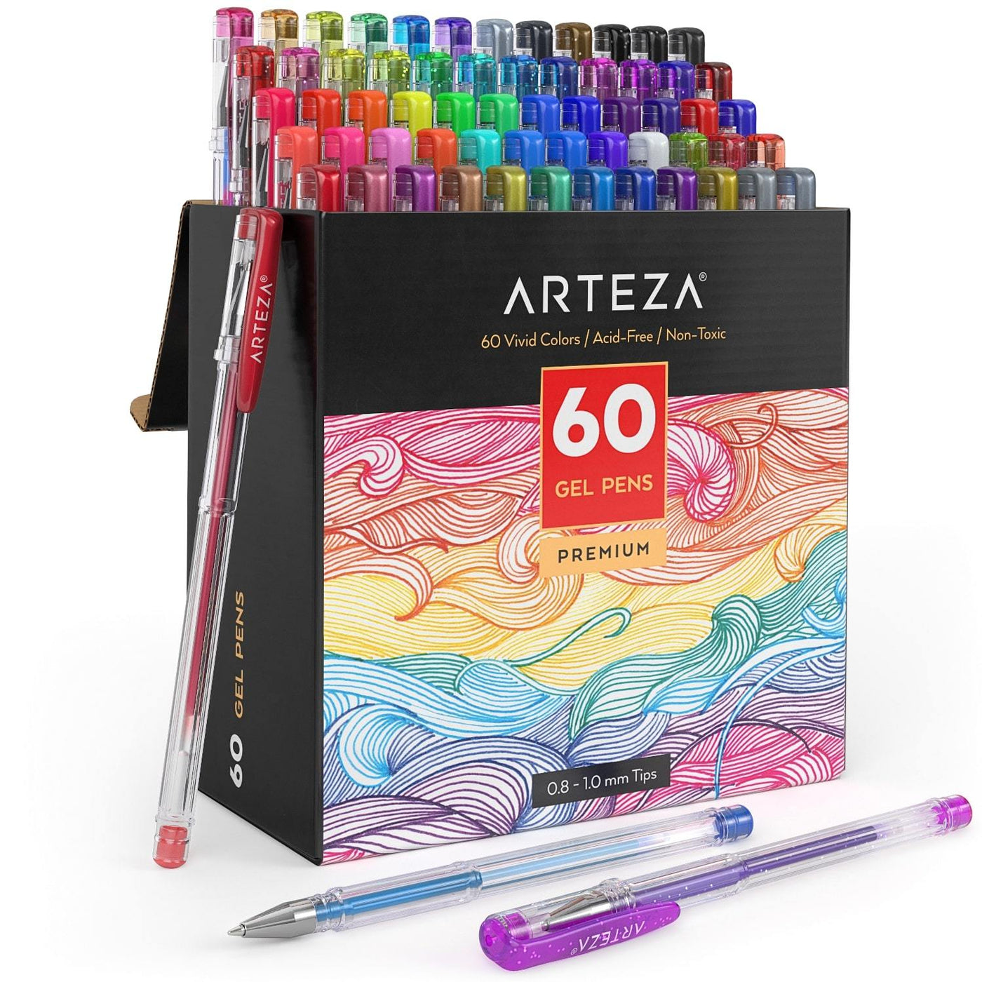 Gel Ink Pens, Assorted Colours - Set of 60 — Arteza.co.uk