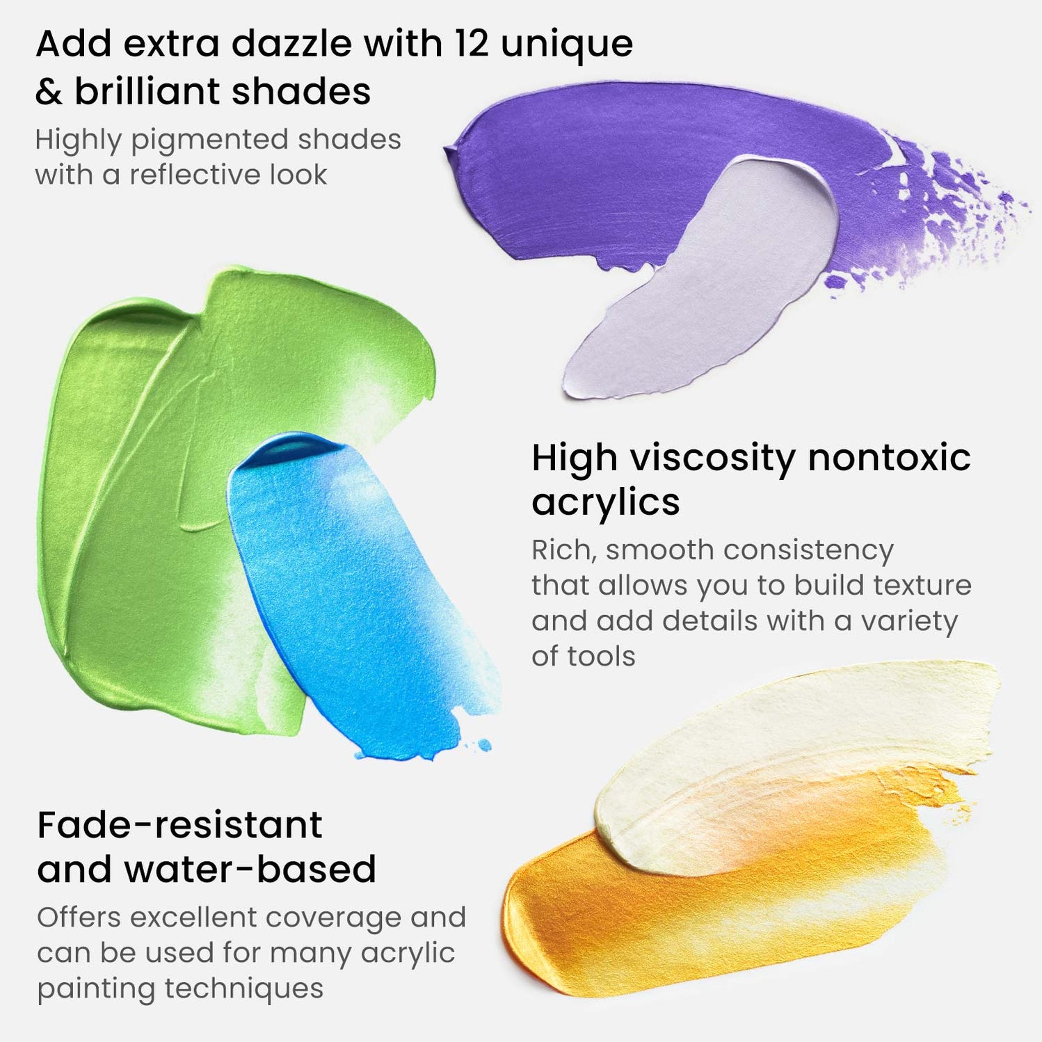 Metallic Acrylic Paint, 22ml Tubes - Set of 12 — Arteza.co.uk