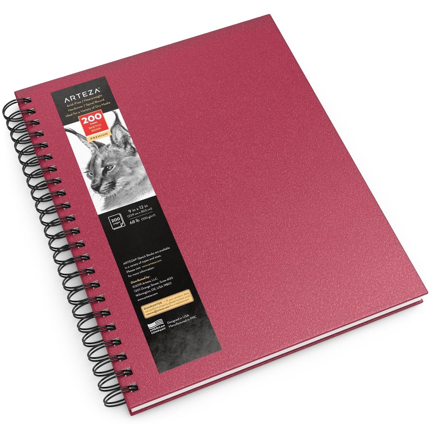 Sketchbook, Pink Spiral Hardcover, 22.9cm x 30.5cm, 200 Pages — Arteza ...